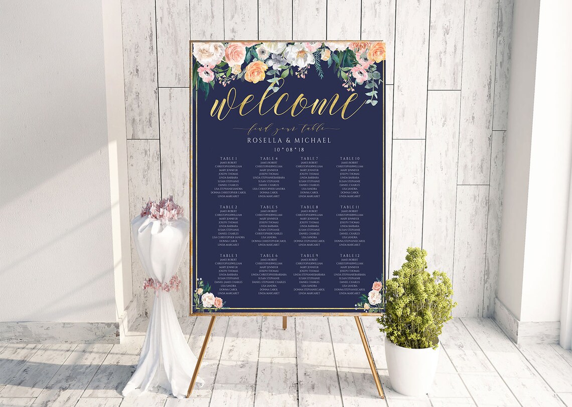 Blue Seating Chart DIY Seating Plan Blue Seating Plan DIY - Etsy