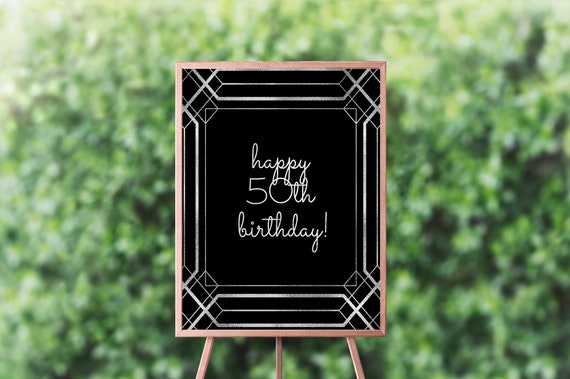 Fiftieth Birthday Happy 50th Banner 50th Birthday Poster | Etsy