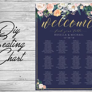 Blue Seating Chart DIY Seating Plan Blue Seating Plan DIY - Etsy