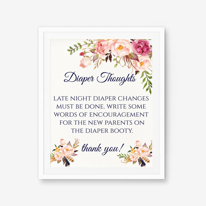 Diaper Thoughts Sign Diaper Message Game Diaper Thoughts - Etsy