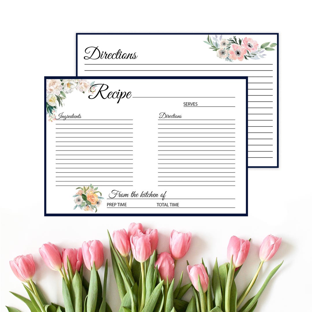 Boho Recipe Card Recipe Card Insert Floral Recipe Card - Etsy
