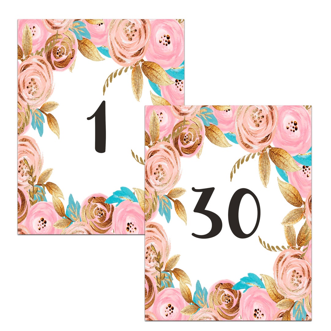 Table Numbers Printable, Wedding Table Numbers, Table Number Cards, 1 ...
