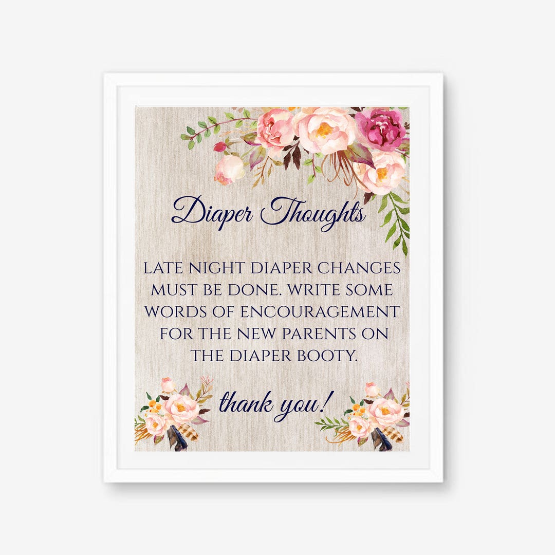 Diaper Thoughts Sign Diaper Message Game Diaper Thoughts - Etsy