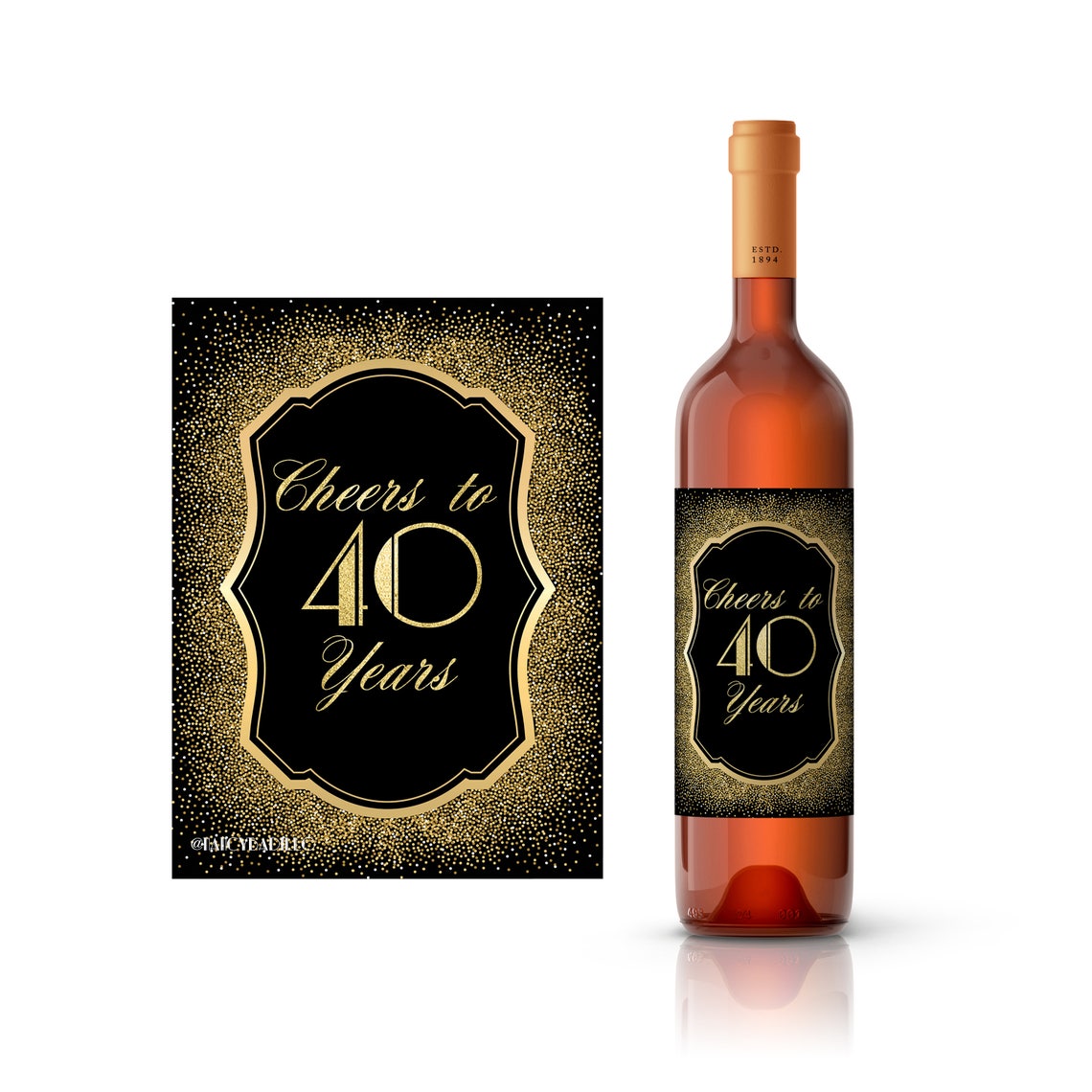 Cheers to 40 Years 40th Birthday Labels 40th Wine Label | Etsy