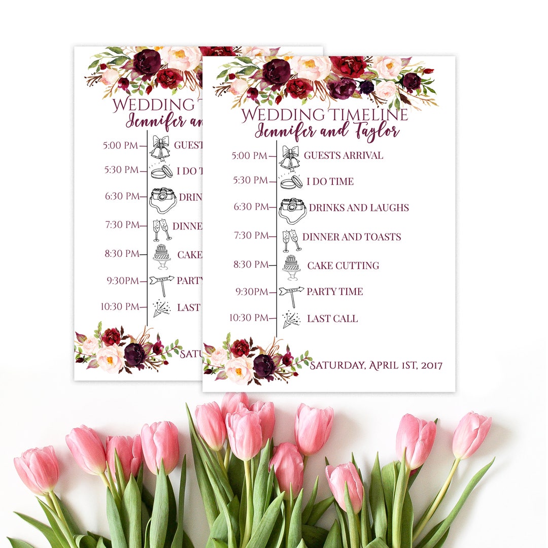 Wedding Timeline Printable Timeline Custom Timeline Weekend - Etsy