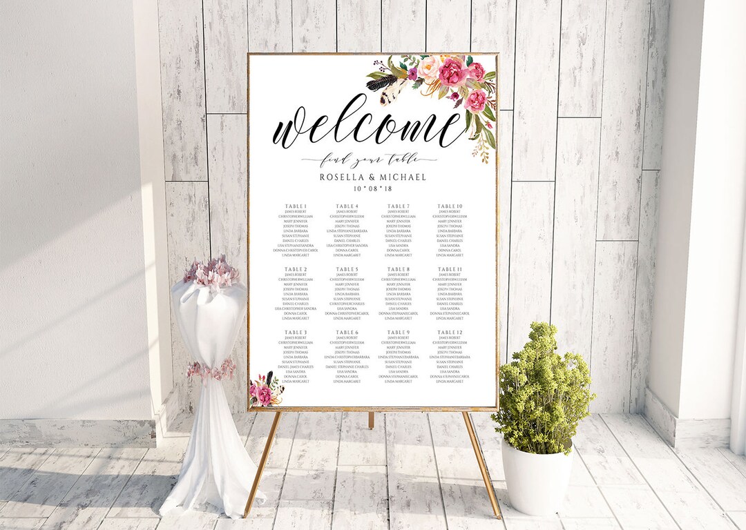 Seating Chart Sign, Find Your Seat Sign, Seating Chart, Seating Chart ...