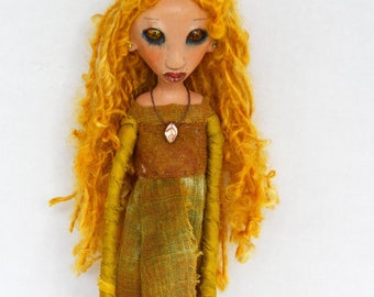 OOAK Art Doll, Paper Clay Cloth Art Doll, Primitive Doll, Folk Doll ...