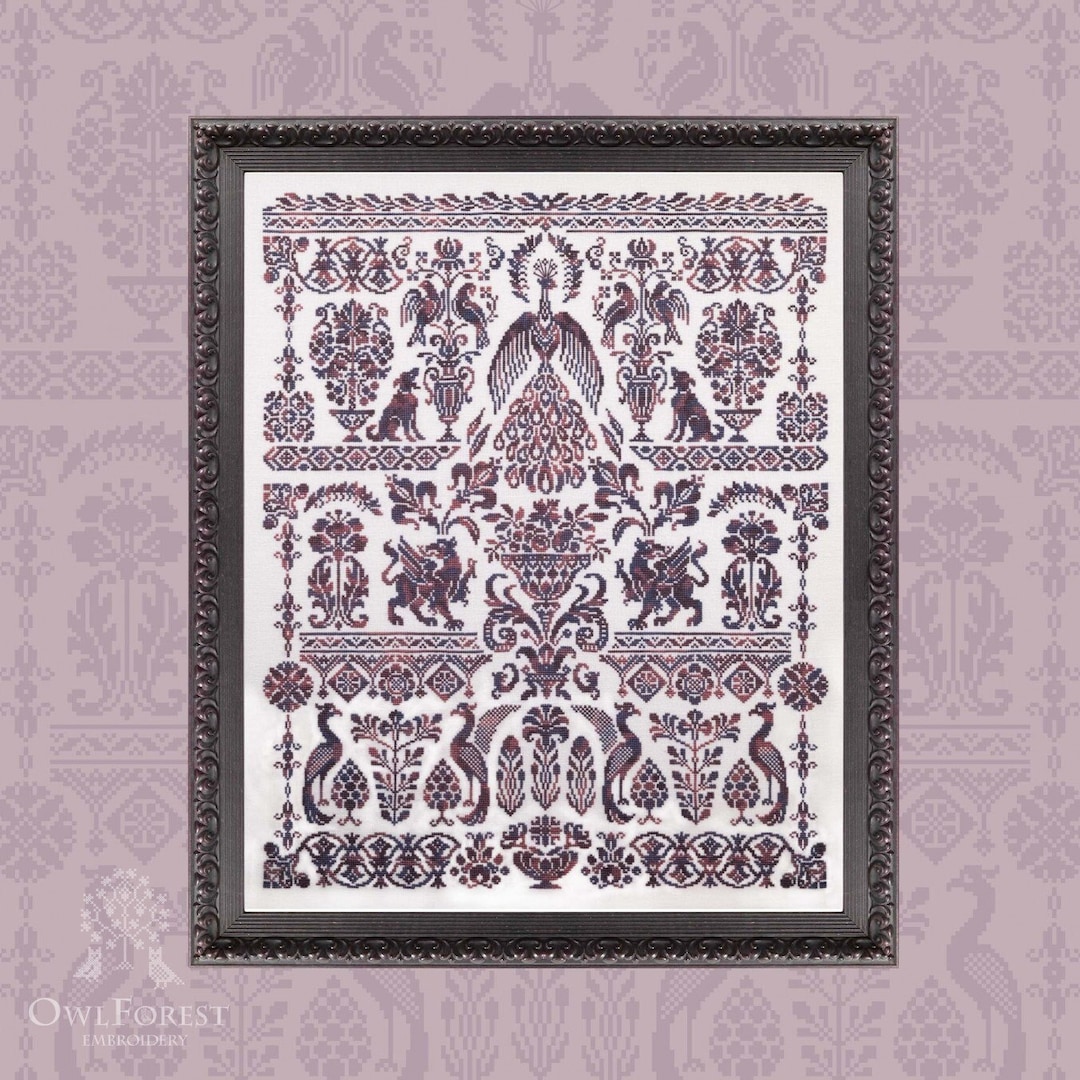 Royal Peacocks by Owl Forest Embroidery. Printed Counted Cross Stitch ...