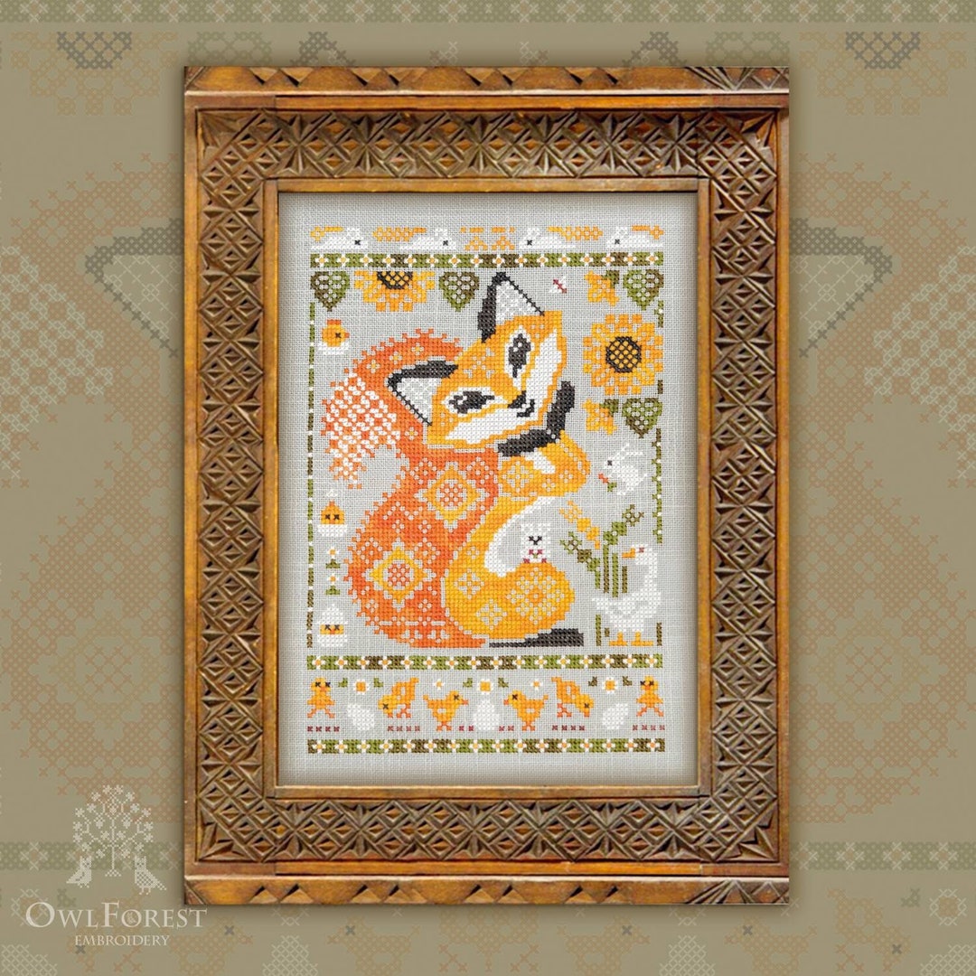 Fox by Owl Forest Embroidery. Embroidery Cross Stitch Pattern Set of ...