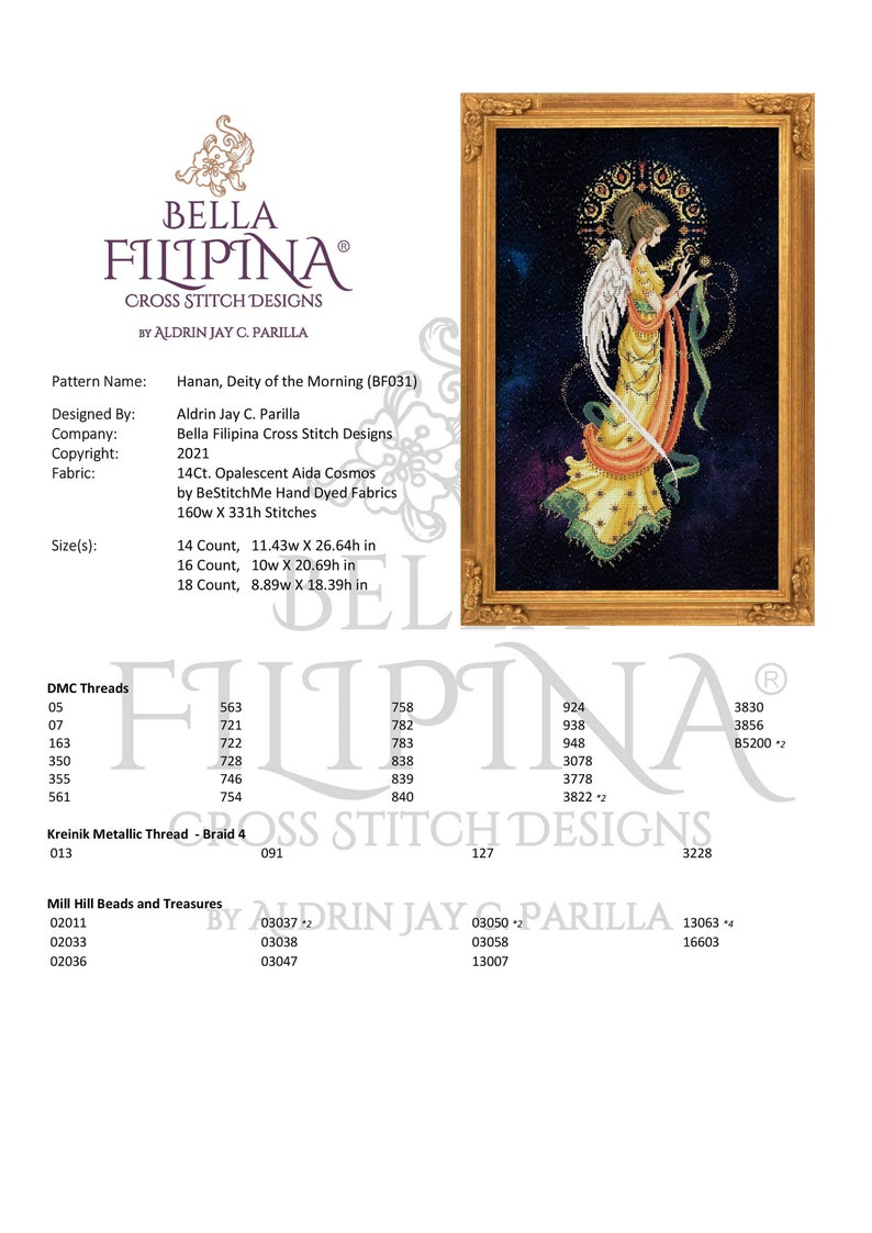 Hanan, Deity of the Morning by Bella Filipina Designs 2021 Counted ...