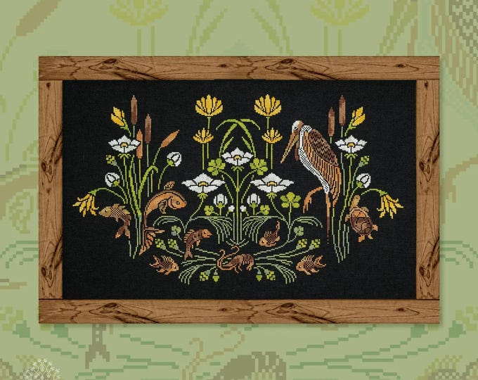 Backwater. Night by Owl Forest Embroidery 2024. Printed Counted Cross ...