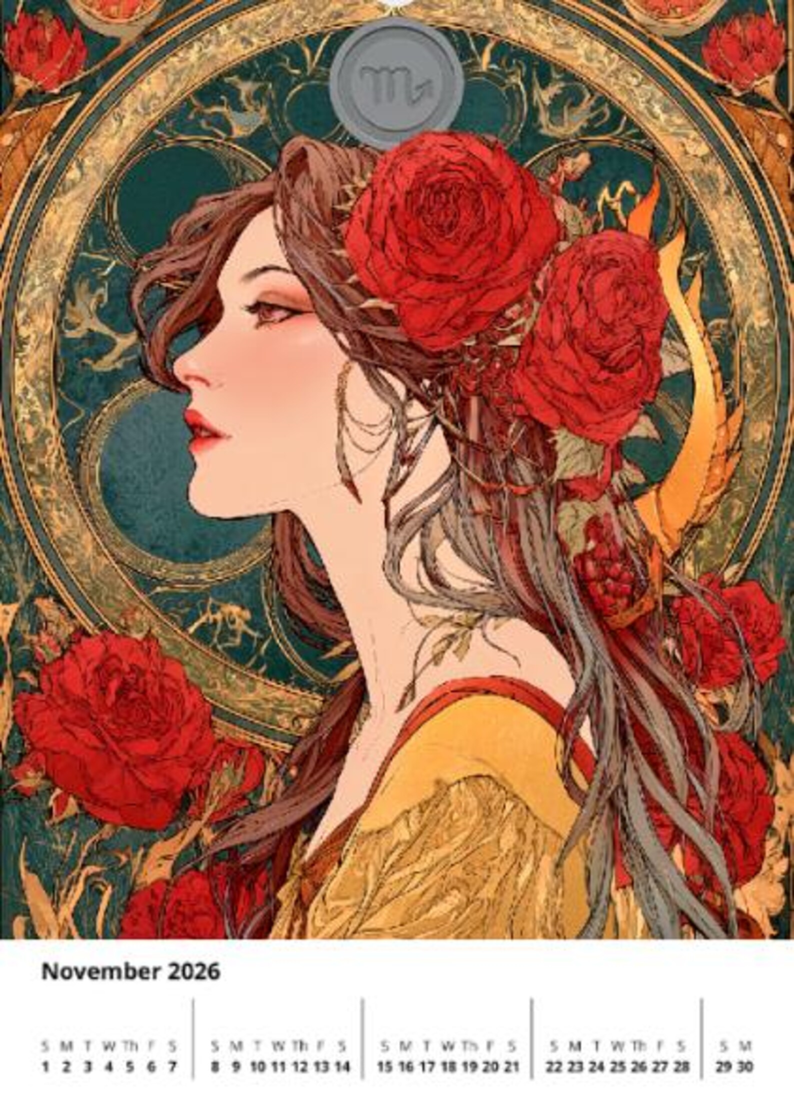 Muse of the Zodiac Wall Calendar 2026 Art Nouveau Style Size: A3 (11 ...