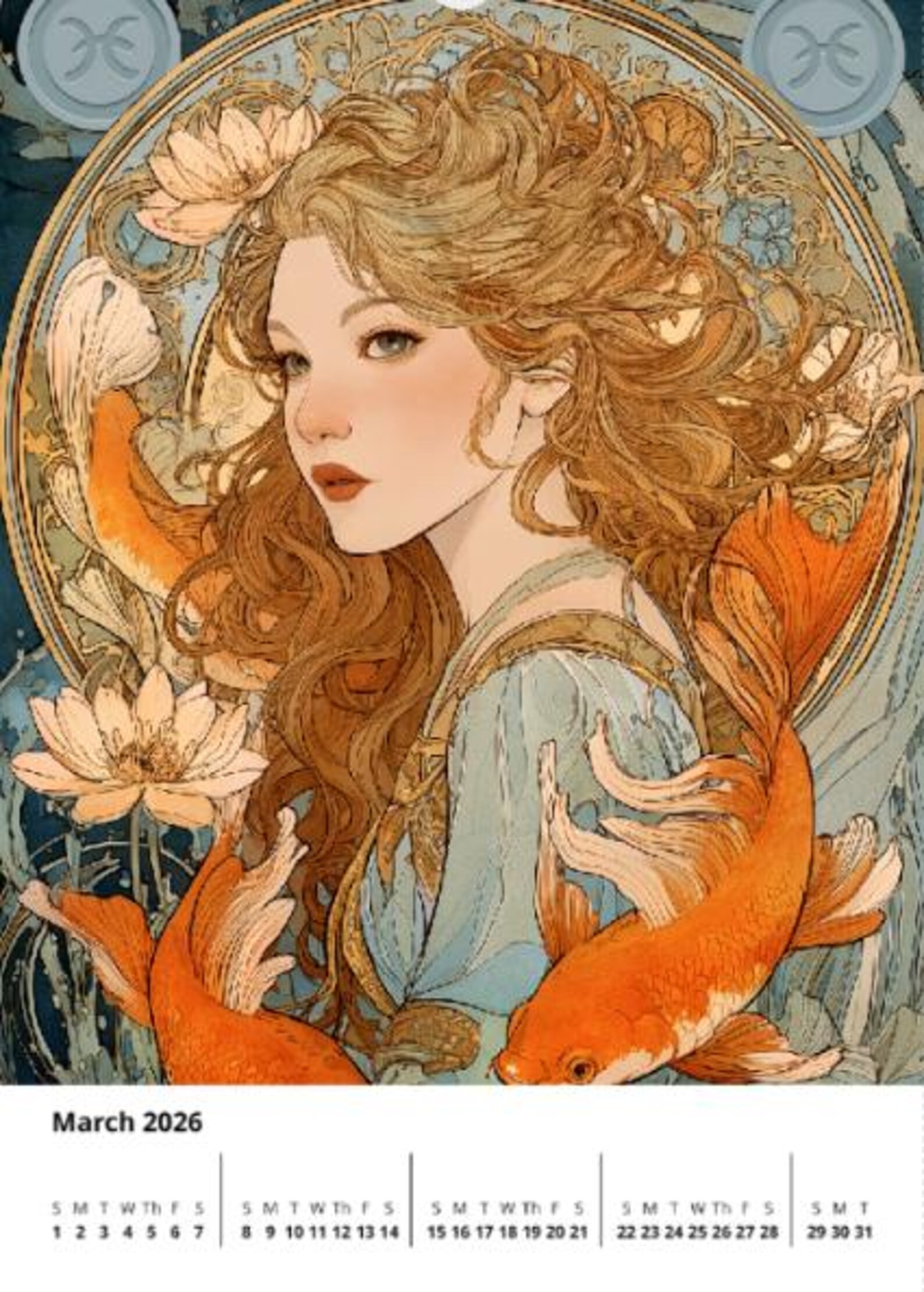 Muse of the Zodiac Wall Calendar 2026 Art Nouveau Style Size: A3 (11 ...