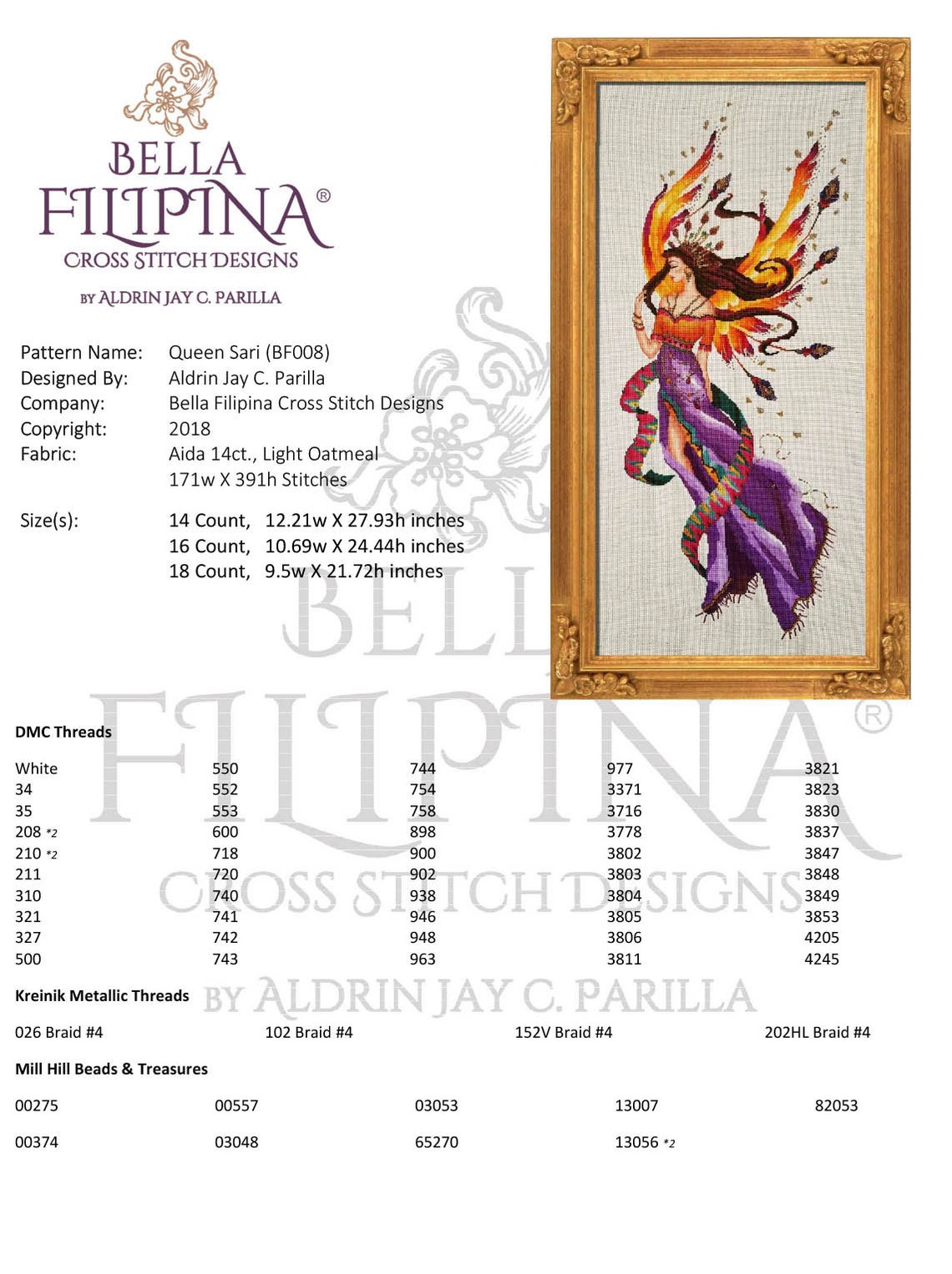 Queen Sari by Bella Filipina Designs 2018. Fantasy Cross - Etsy