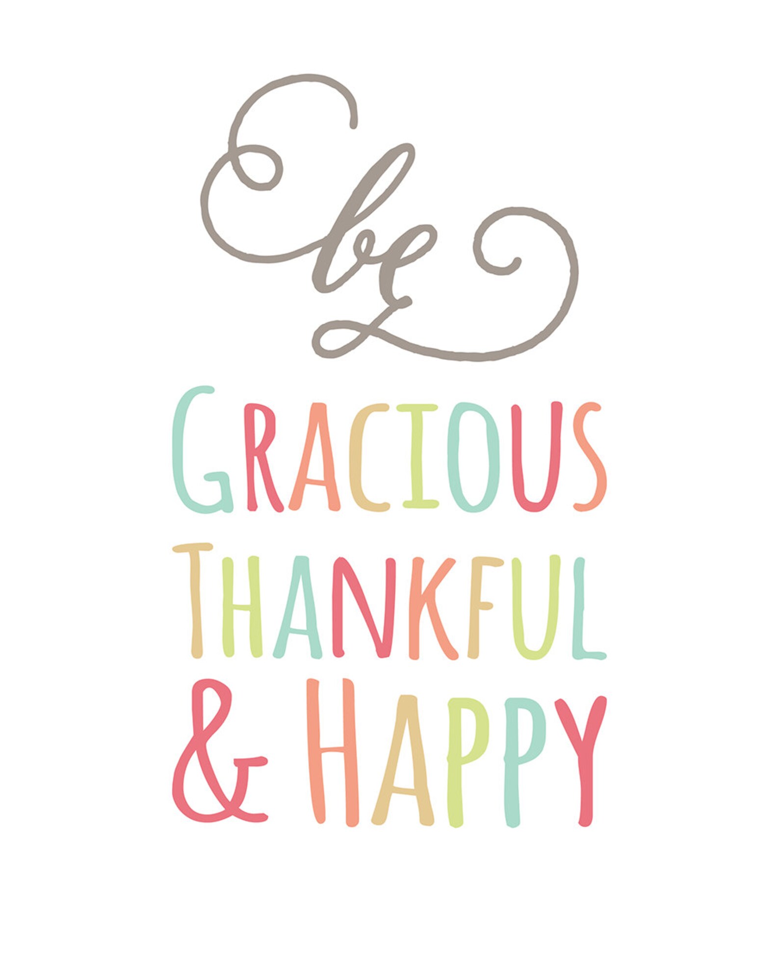 8x10 Print Be Gracious Thankful & Happy - Etsy