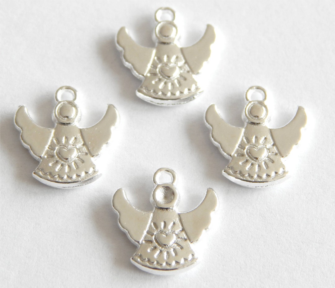 30 MINI Engel Anhänger silber HELL 14mm Engelanhänger kleine ...