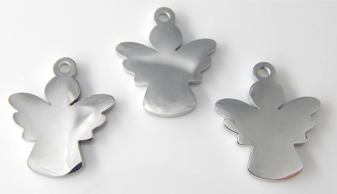 6 Small Angel Pendants Stainless Steel Silver 20 Mm Angel Pendant Mini ...