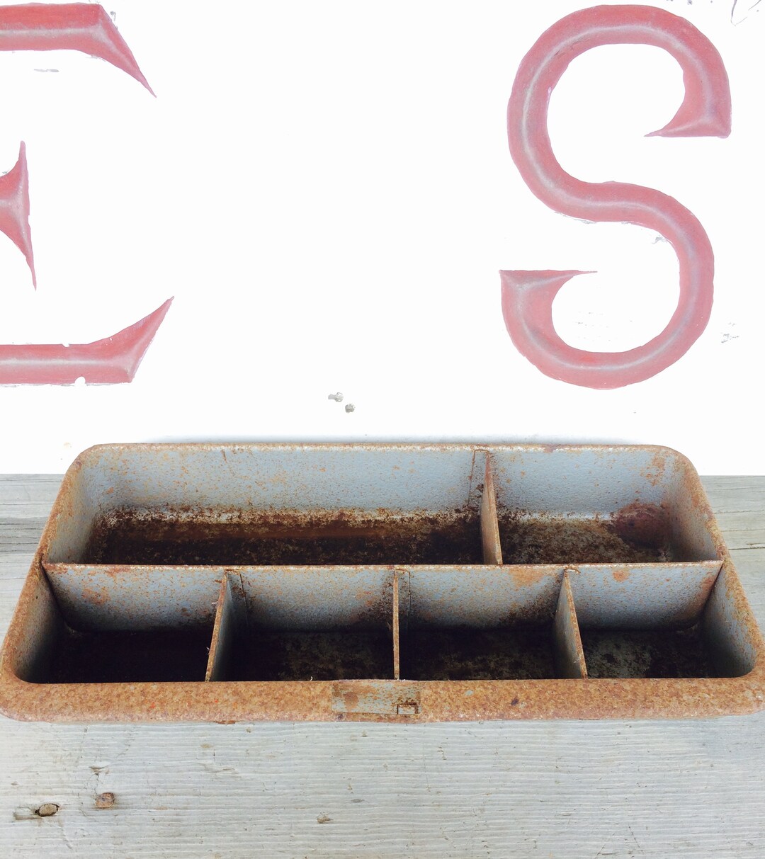 Vintage Rusty Metal Desk Storage Divider Insert Old School - Etsy