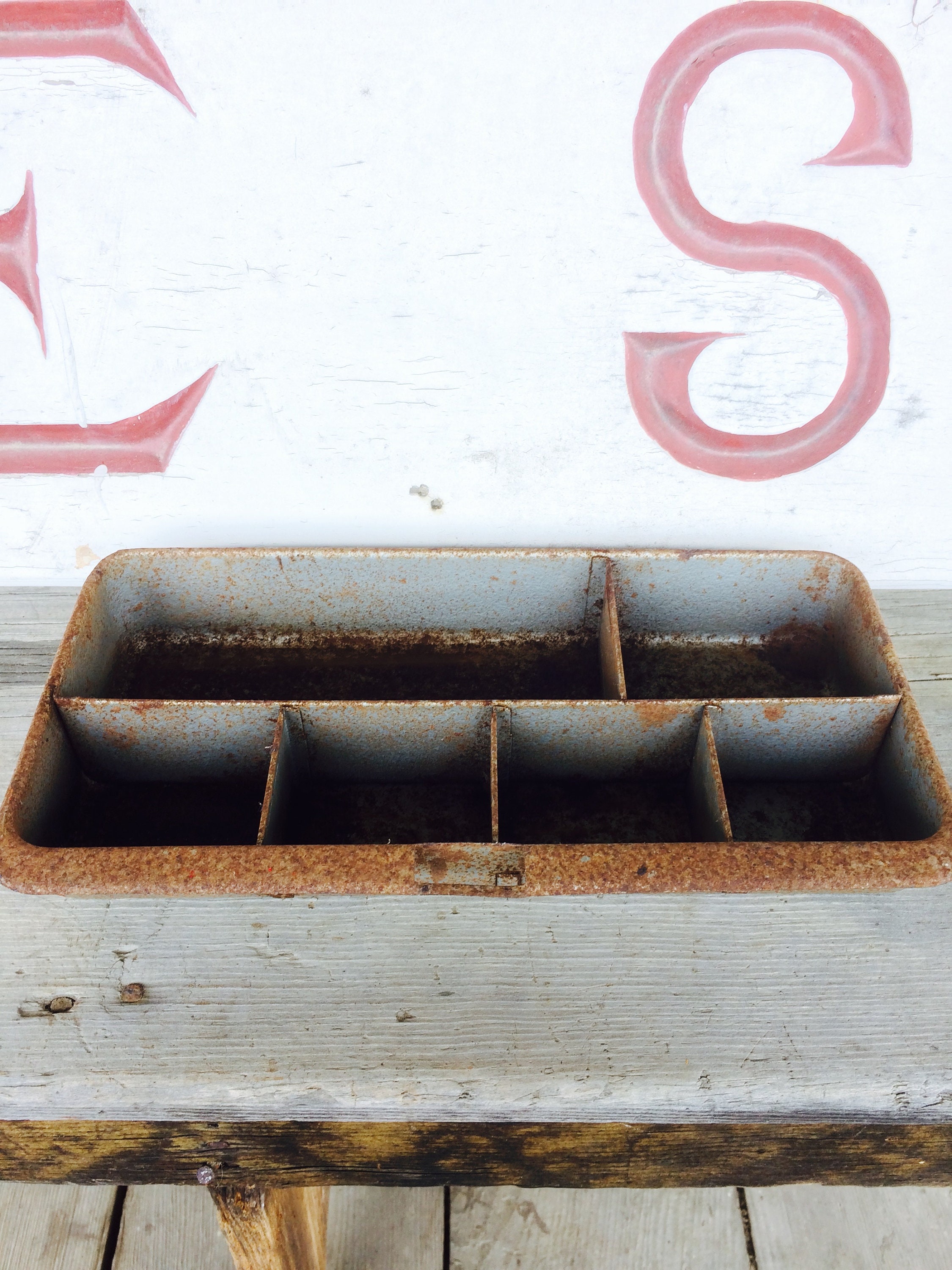 Vintage Rusty Metal Desk Storage Divider Insert Old School - Etsy