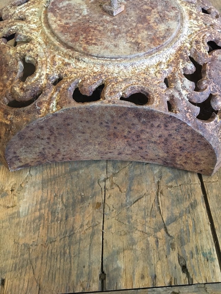 Vintage rusty ornate cast iron stove topper garden decor wall | Etsy