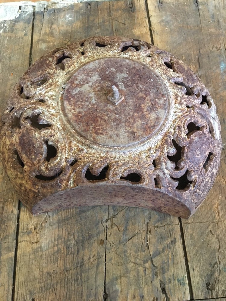Vintage rusty ornate cast iron stove topper garden decor wall | Etsy
