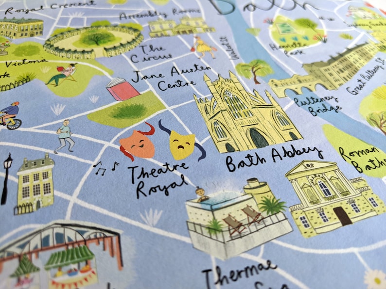 Bath Map | Illustrated Map of Bath | Wall Art Bath, Somerset | Bath ...