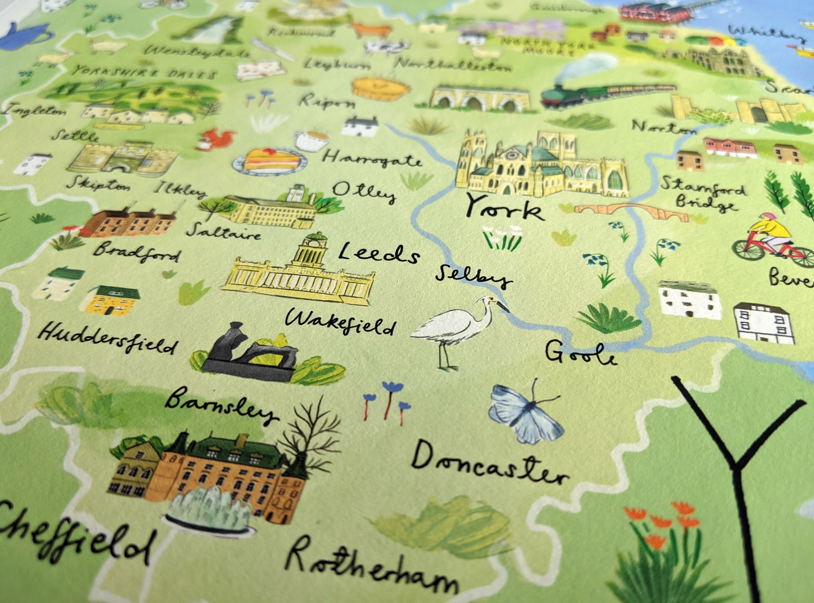 Yorkshire Map | Illustrated Map of Yorkshire | Wall Art Yorkshire ...
