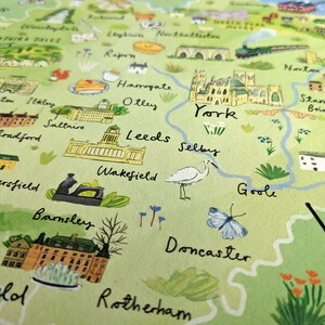 Yorkshire Map | Illustrated Map of Yorkshire | Wall Art Yorkshire ...