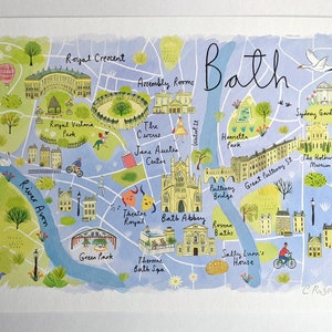 Bath Map | Illustrated Map of Bath | Wall Art Bath, Somerset | Bath ...