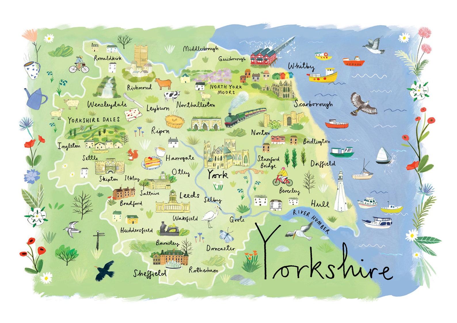 Yorkshire Map - Etsy UK