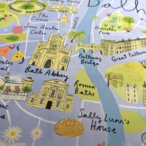 Bath Map | Illustrated Map of Bath | Wall Art Bath, Somerset | Bath ...