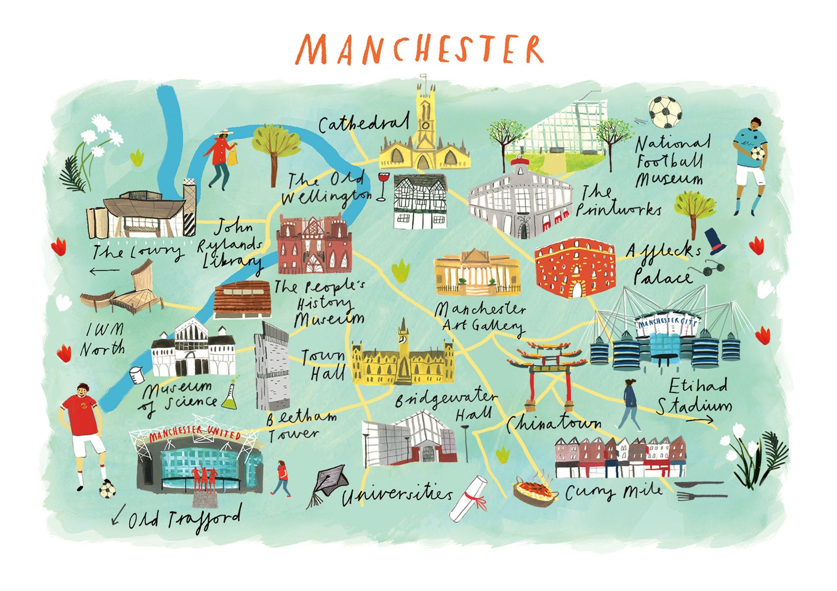 A4 Map of Manchester UK | Etsy