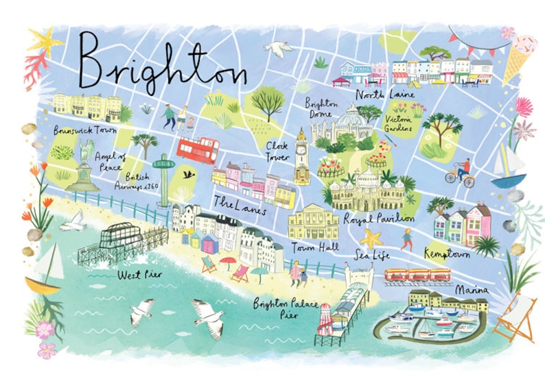 A4 Map of Brighton UK | Etsy