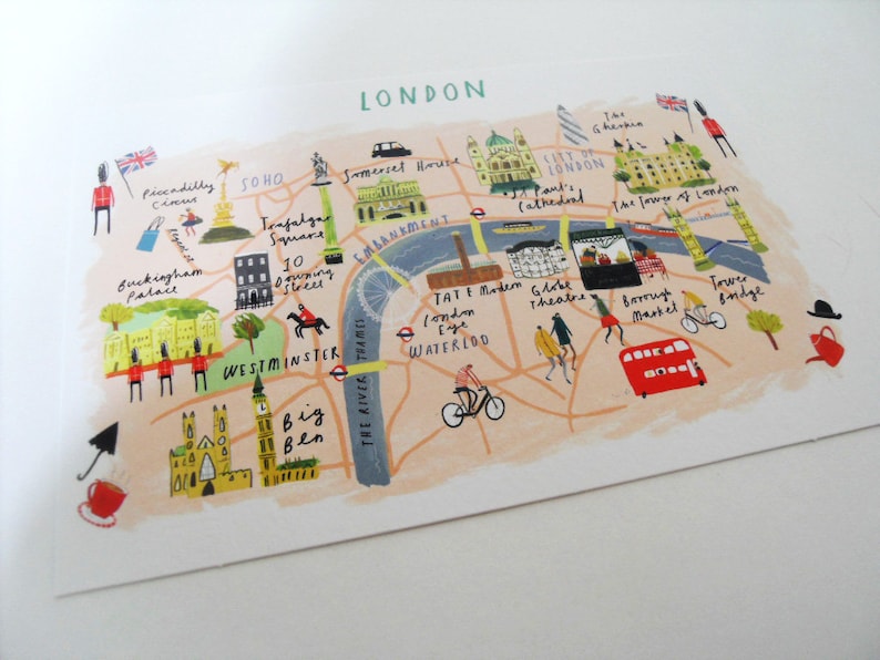 London Map | Illustrated Map of London | Wall Art London | London ...