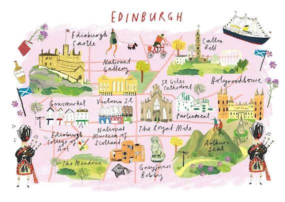 Edinburgh Map | Etsy