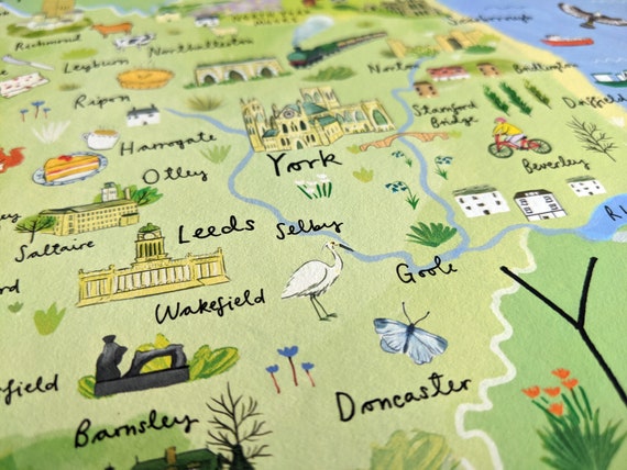 Art & Collectibles Drawing & Illustration Digital Yorkshire map ...