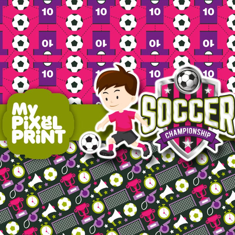 Soccer Champion Pink Violet Football Field Game Team - Etsy