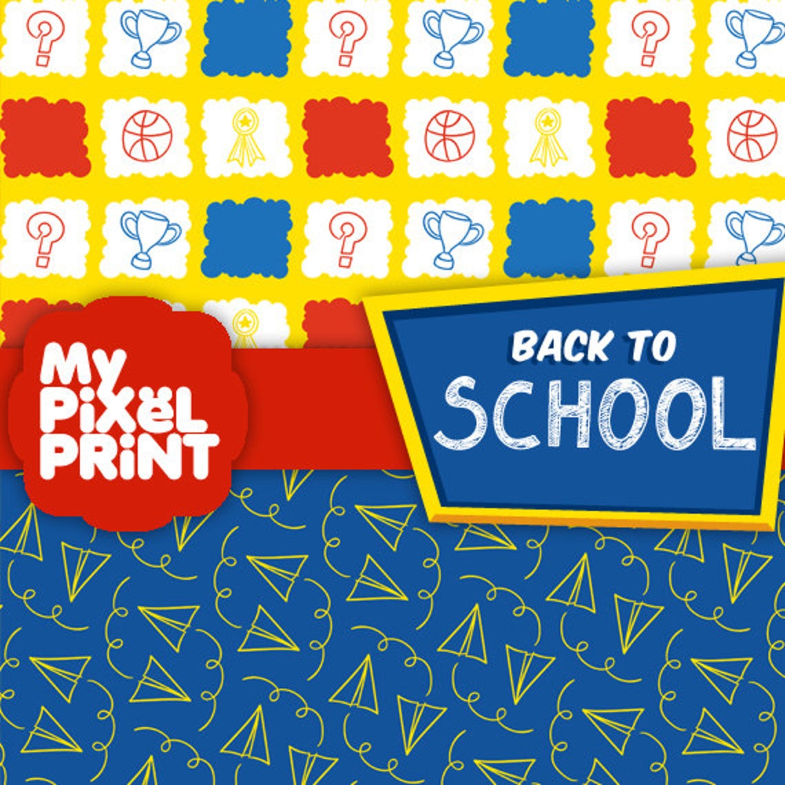 School - Red Blue Yellow - Student Paint Supplies Bus Sports Elementary ...