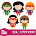 Cute Superhero Girl Digital Clipart Batgirl Supergirl - Etsy