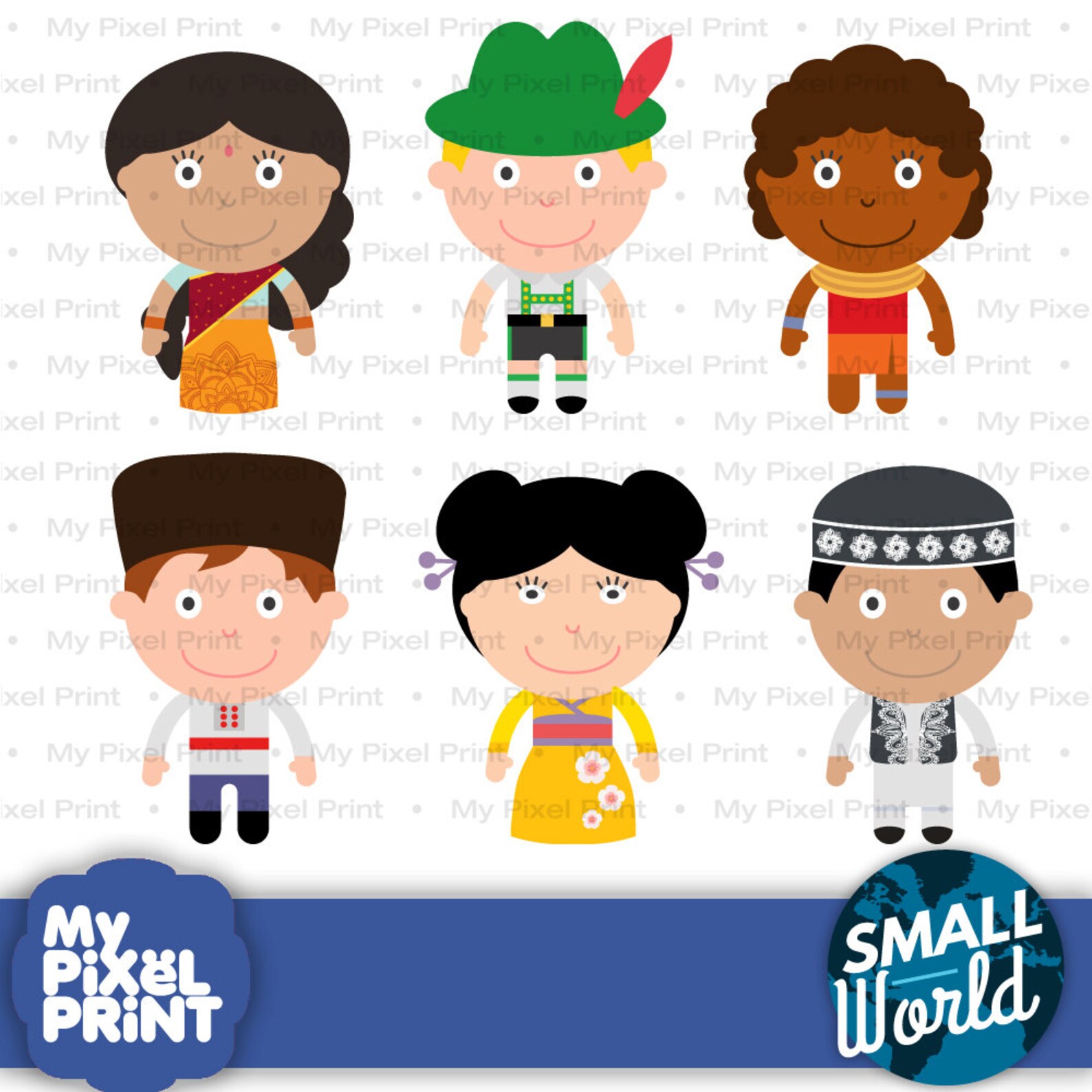 Cute Children of the World Digital Clipart, Ethnic Kids, It's a Small ...