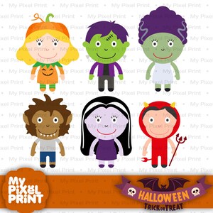 Cute Halloween Digital Clipart, Witch, Dracula, Frankenstein, Mummy ...