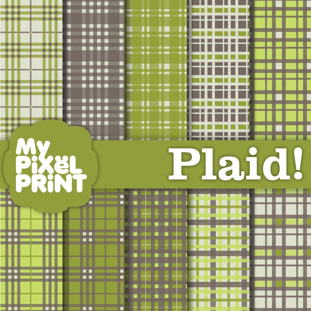 Plaid Green Digital Scrapbooking Paper Pack - Etsy