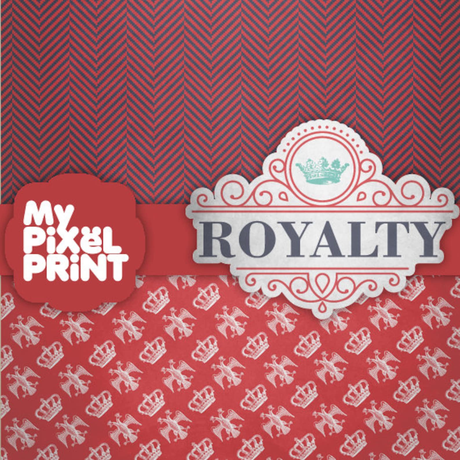 Royalty - Red Blue Gray - Crowns King Queen Princess Prince Plaid ...