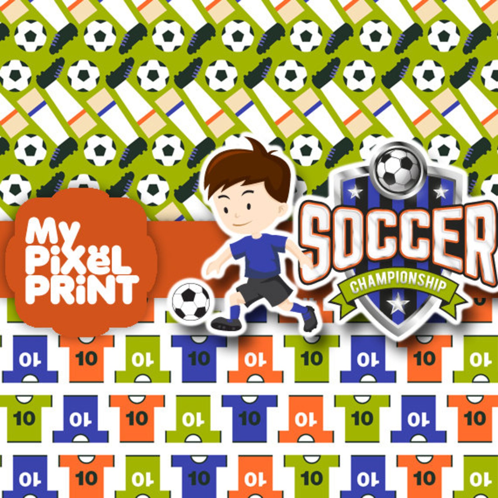 Soccer Champion Blue Orange Football Field Game Team - Etsy