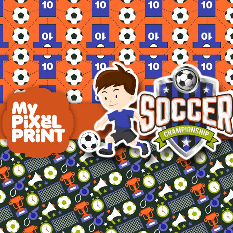 Soccer Champion Blue Orange Football Field Game Team - Etsy