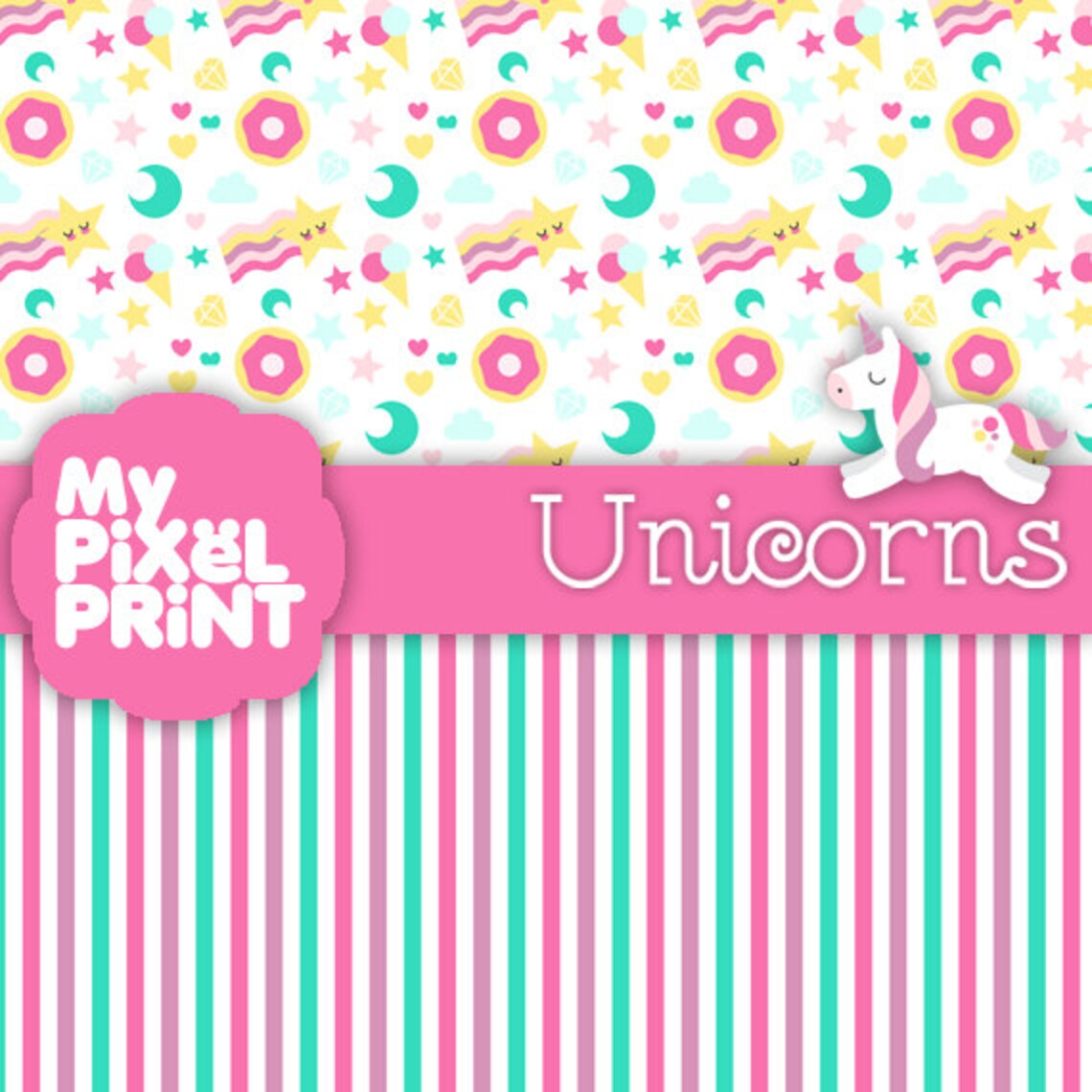 Unicorns Unicorn patterns rainbow unicorn digital paper | Etsy