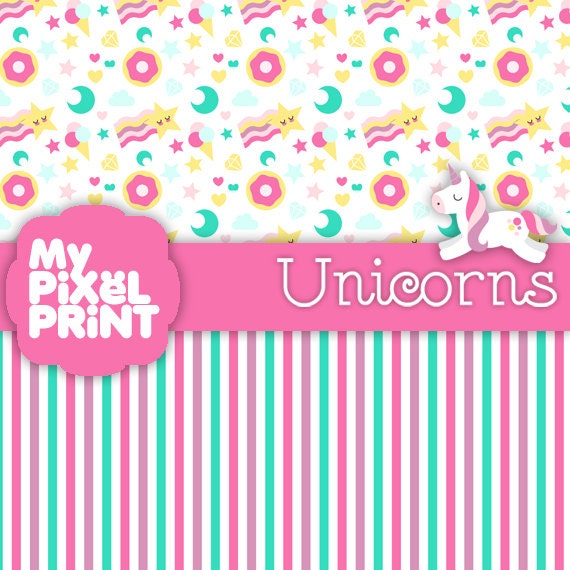 Unicorns - Unicorn Patterns, Rainbow Unicorn Digital Paper Pack ...