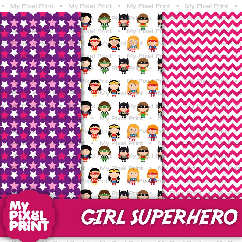 Cute Superhero Girl Digital Clipart Batgirl Supergirl - Etsy