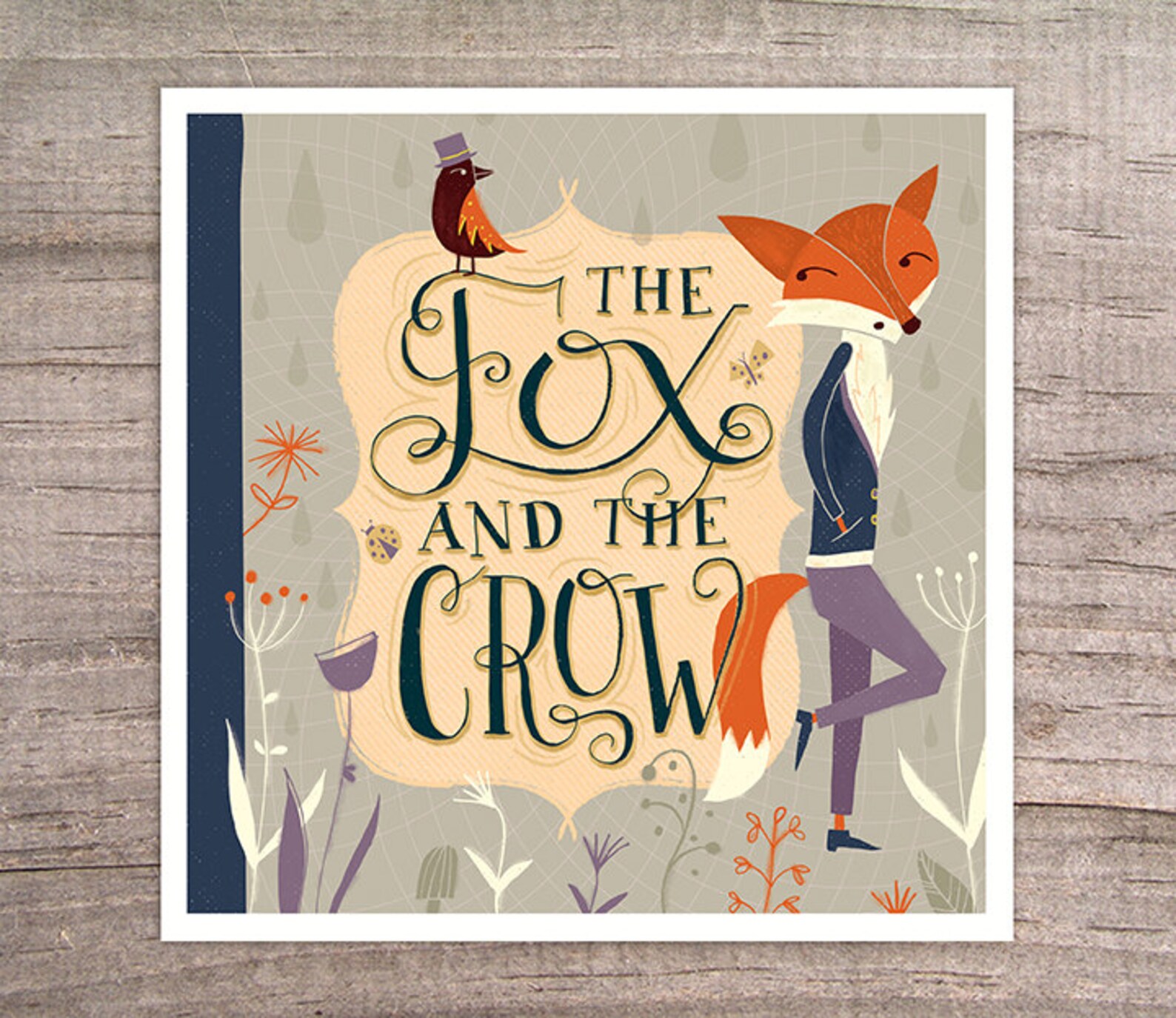 Aesop's Fables - Fox and the Crow Print 8x8 - Storybook, Hip, Children ...