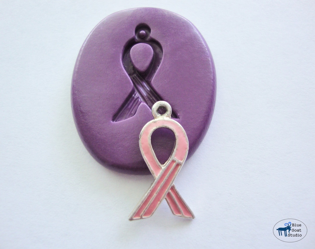 Pink Ribbon Mold Silicone Mold Breast Cancer Awareness Polymer Clay ...